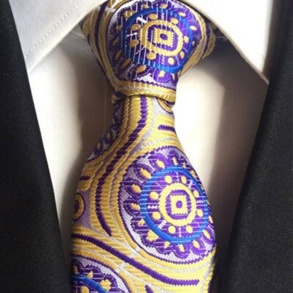 Cravate Jaune à Motif Mauve | Cravate Gentleman