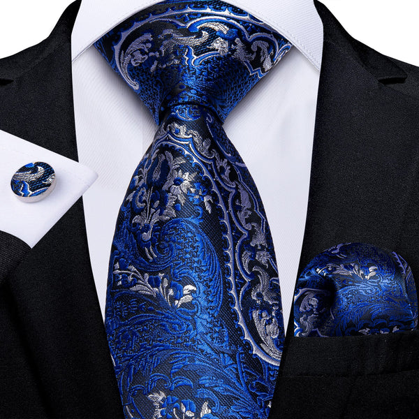 Cravate Paisley Bleue Océan et Argentée | Cravate Gentleman